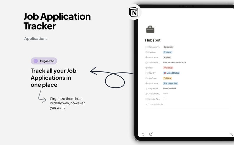 Job Application Tracker Notion Template Job Search Interview Tracking Dashboard for Networking ...