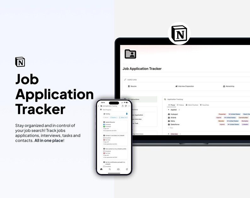 Job Application Tracker Notion Template Job Search Interview Tracking Dashboard for Networking ...