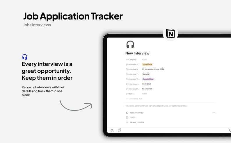 Job Application Tracker Notion Template Job Search Interview Tracking Dashboard for Networking ...