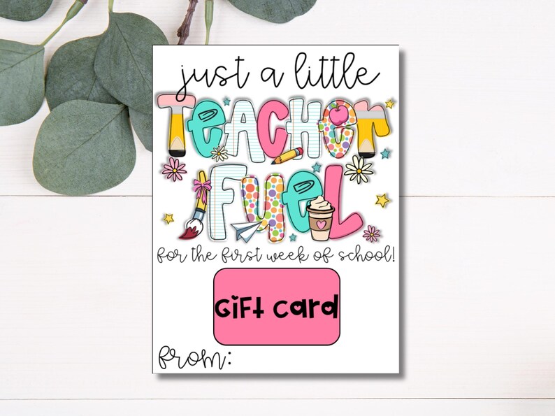 Back to School Gift Tag Just A Little Teacher Fuel for the First Week ...