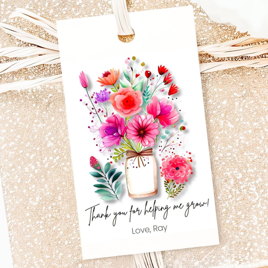 Teacher Gift Tag Teacher Appreciation Gift Tag Thank You for Helping Me ...