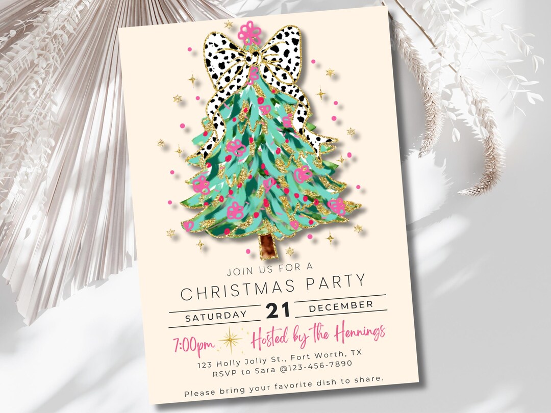 Christmas Party Invitation Holiday Tree Invite EDITABLE Template - Etsy