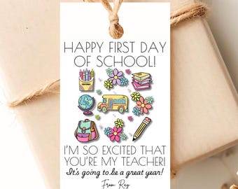 Back to School Gift Tag | First Day of School Favor Tag Printable ...