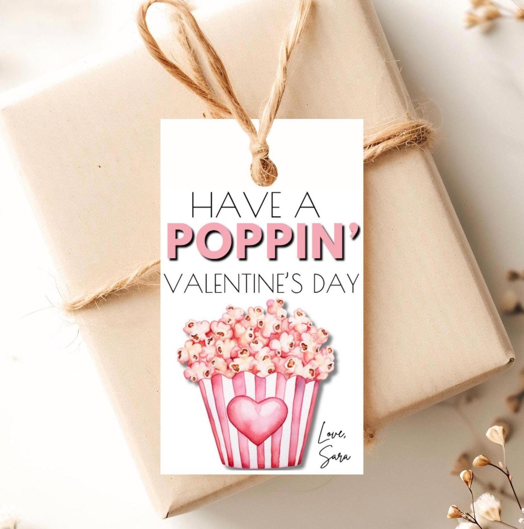 Printable Popcorn Valentine's Day Gift Tag Valentine's Day Microwave ...