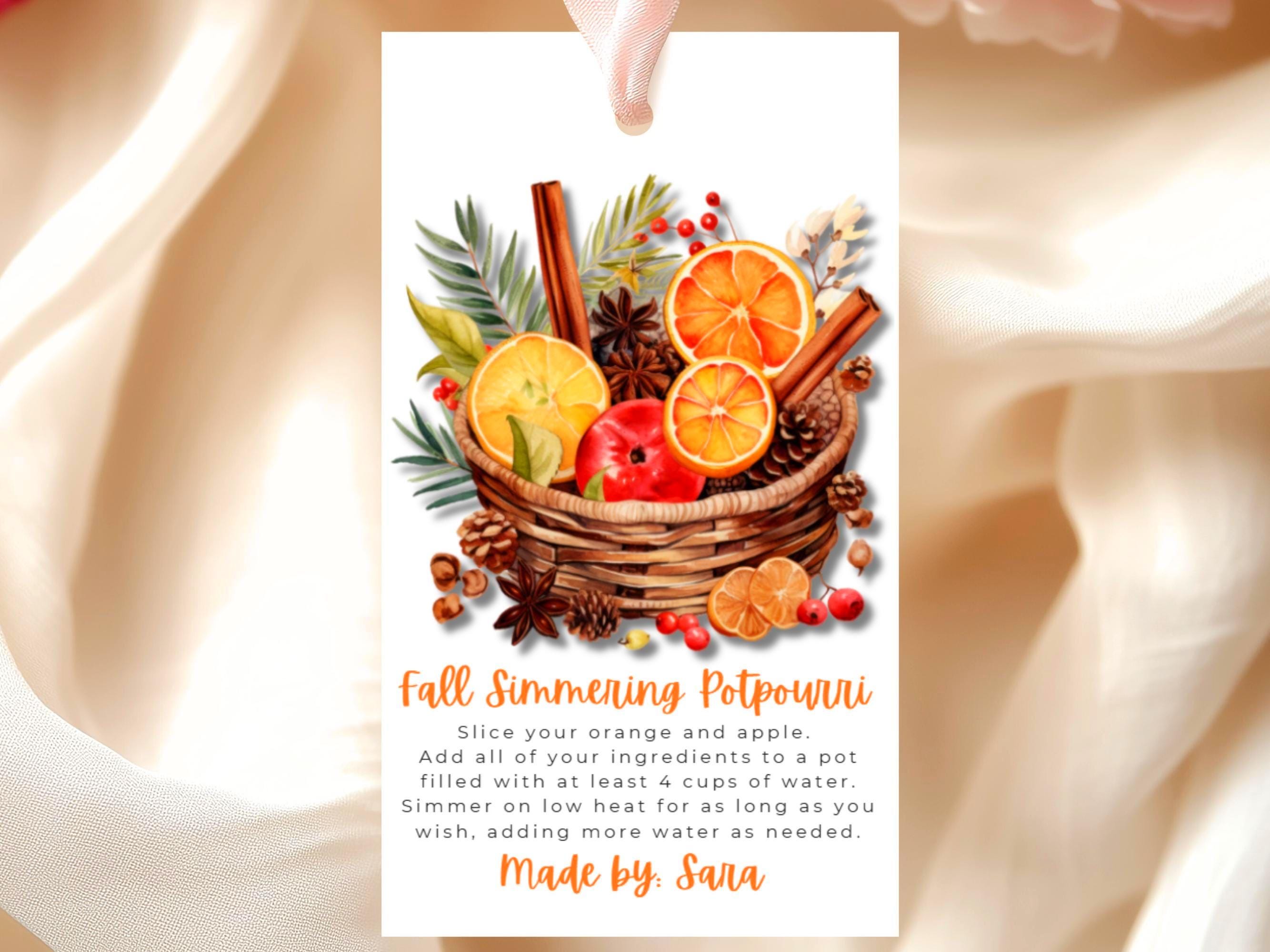 Fall Simmering Potpourri Gift Tag Autumn Simmer Pot Printable ...