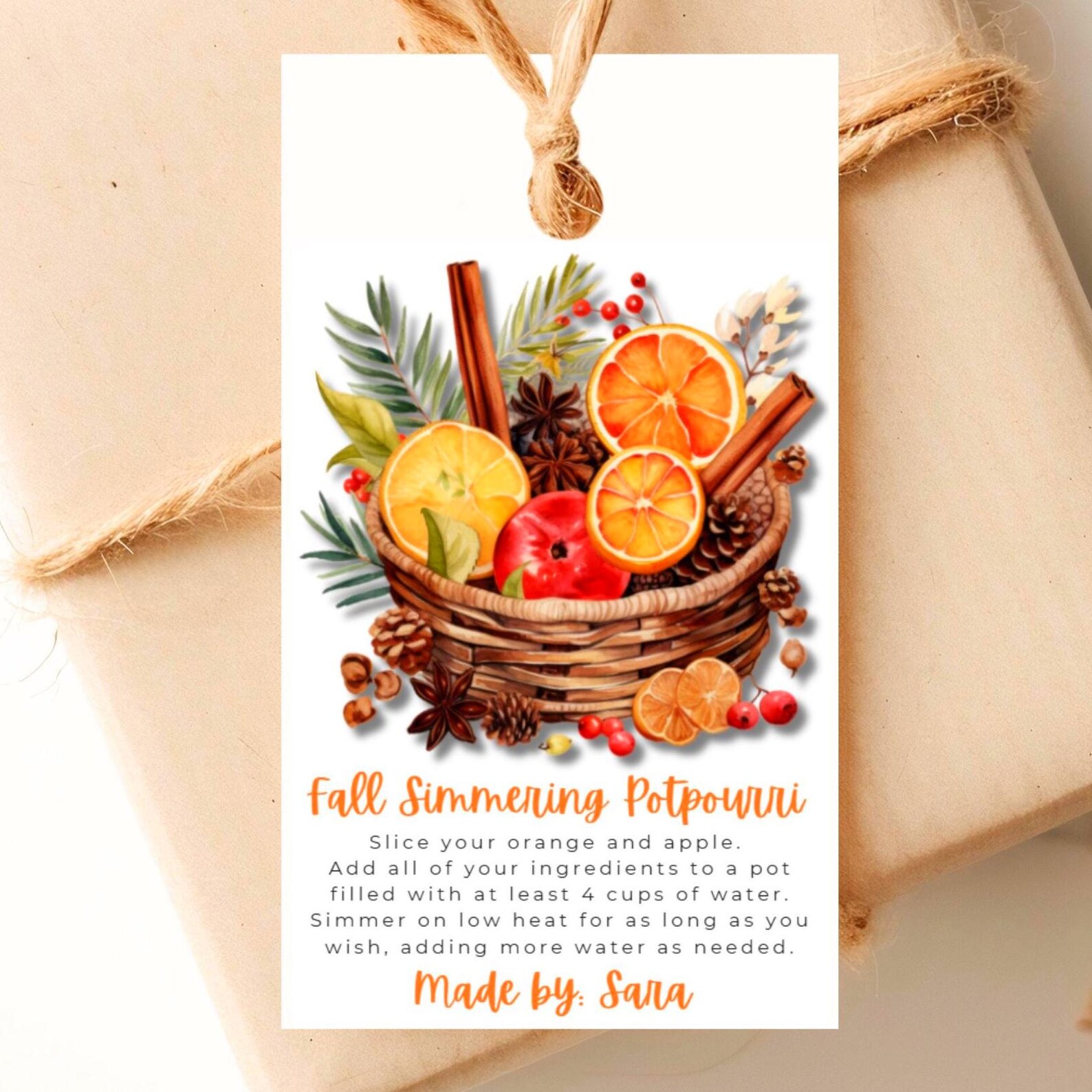 Fall Simmering Potpourri Gift Tag Autumn Simmer Pot Printable ...