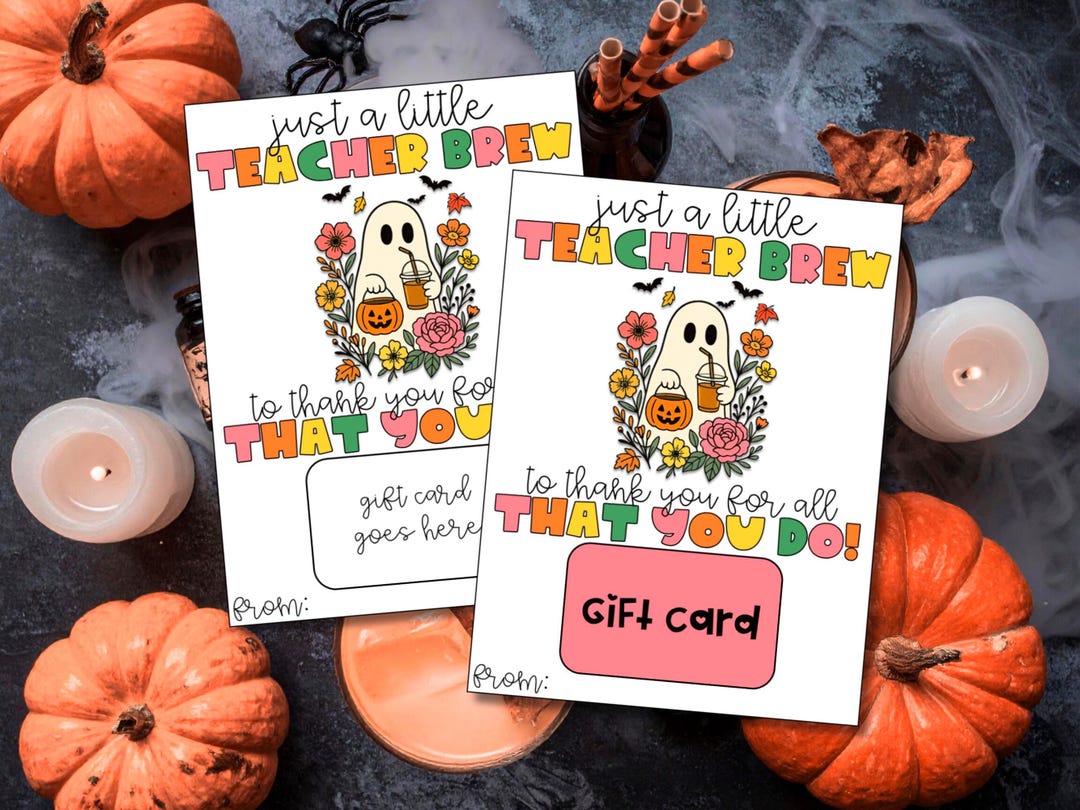 Halloween Gift Tag Just a Little Teacher Brew Printable Ghost Coffee ...