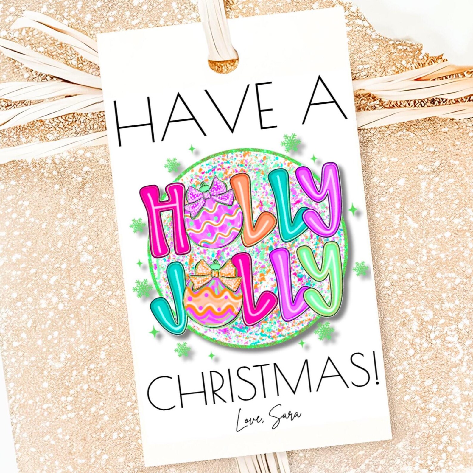 Have a Holly Jolly Christmas Gift Tag Holiday Tags Festive Winter ...