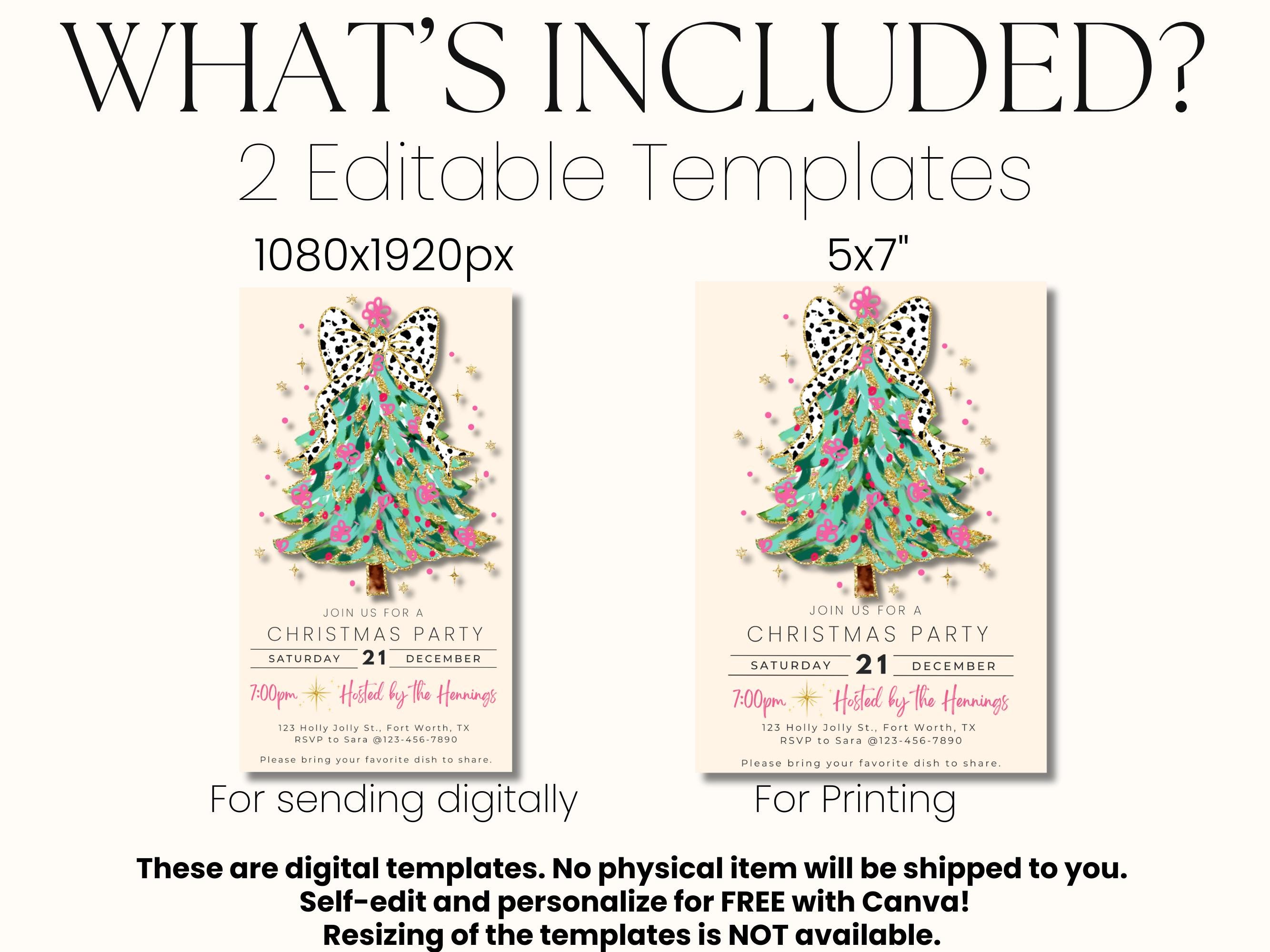 Christmas Party Invitation Holiday Tree Invite EDITABLE Template - Etsy