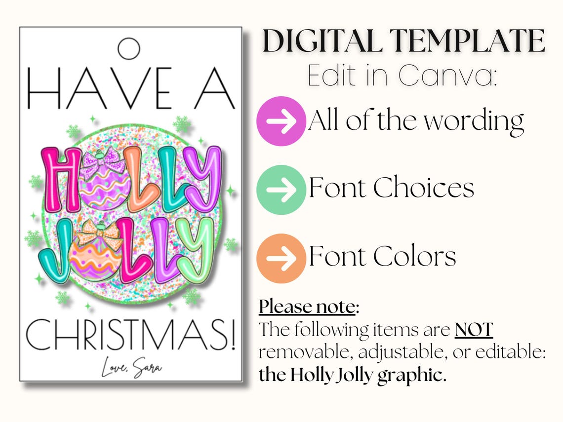 Have a Holly Jolly Christmas Gift Tag Holiday Tags Festive Winter ...