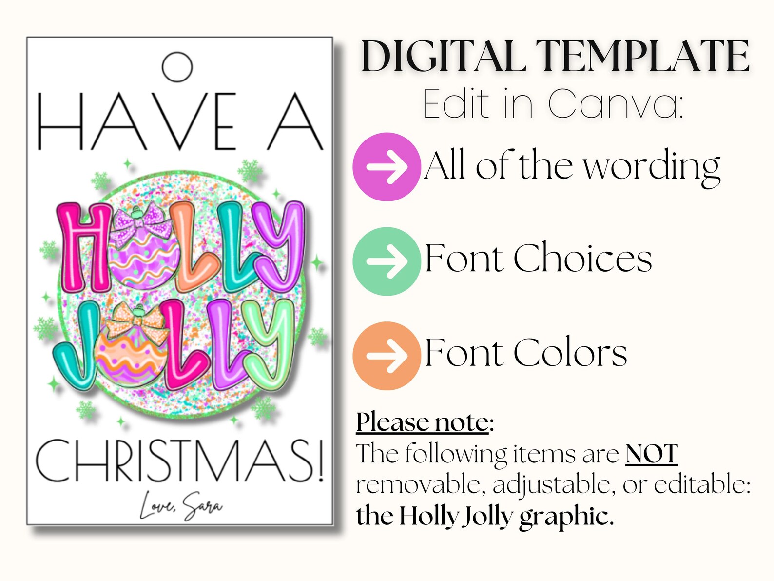 Have a Holly Jolly Christmas Gift Tag Holiday Tags Festive Winter ...