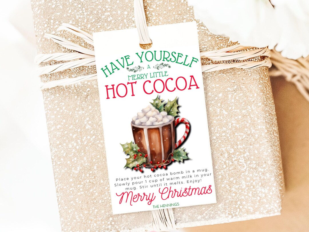 Christmas Gift Tag Template Editable Hot Chocolate Bomb Hot Cocoa Mix ...