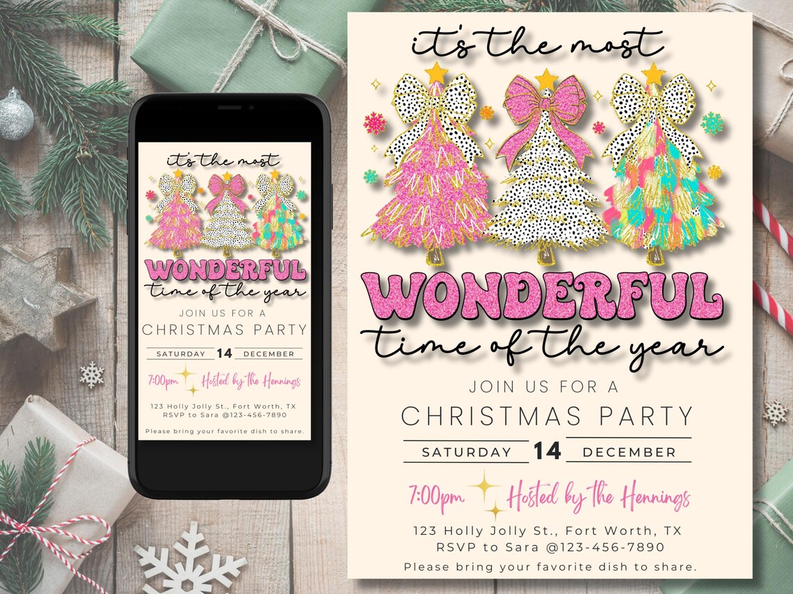 Christmas Party Invitation Tree Invite EDITABLE Template - Etsy