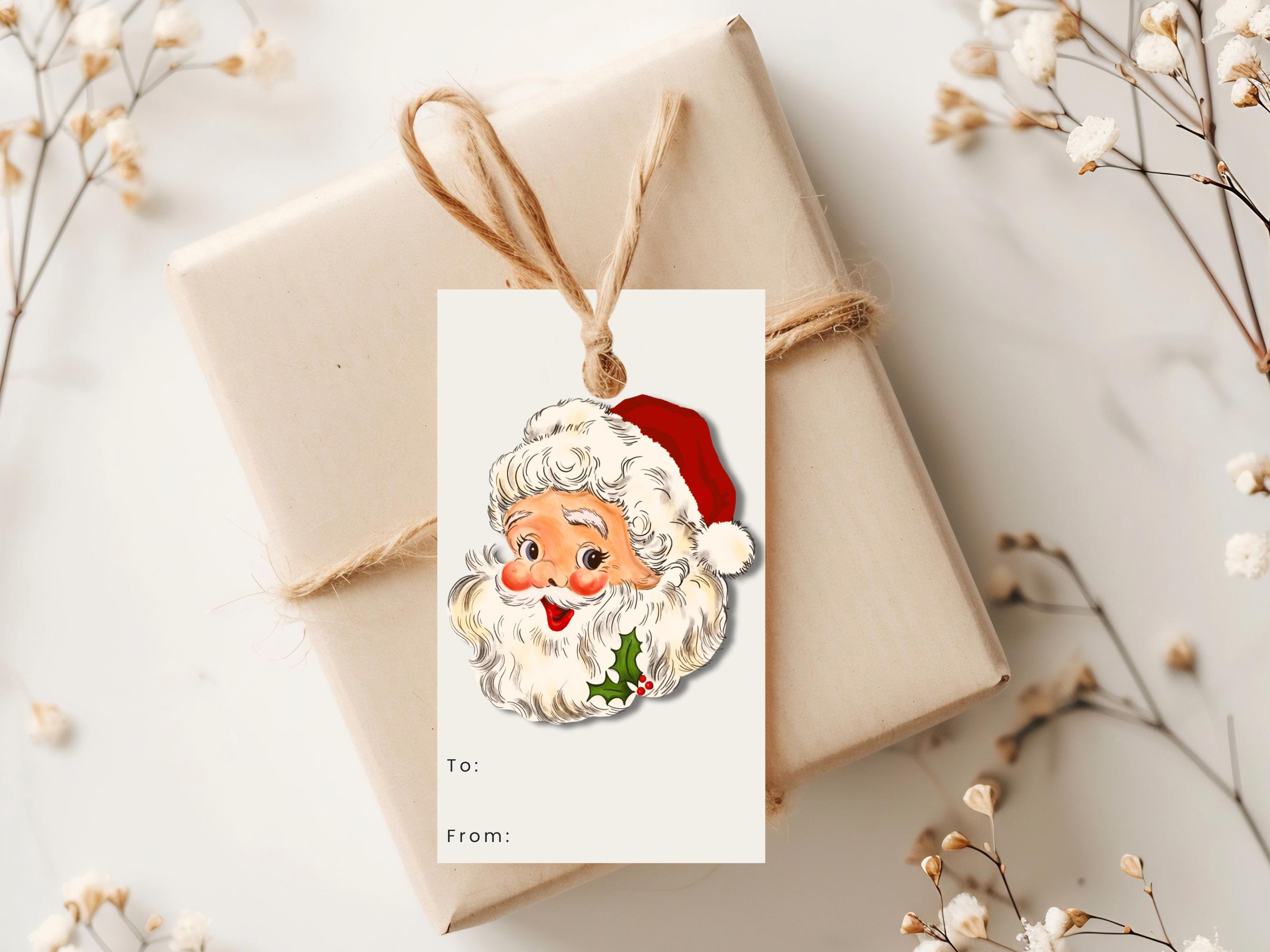 Retro Santa Gift Tag Printable Vintage Santa Gift Tag INSTANT DOWNLOAD ...