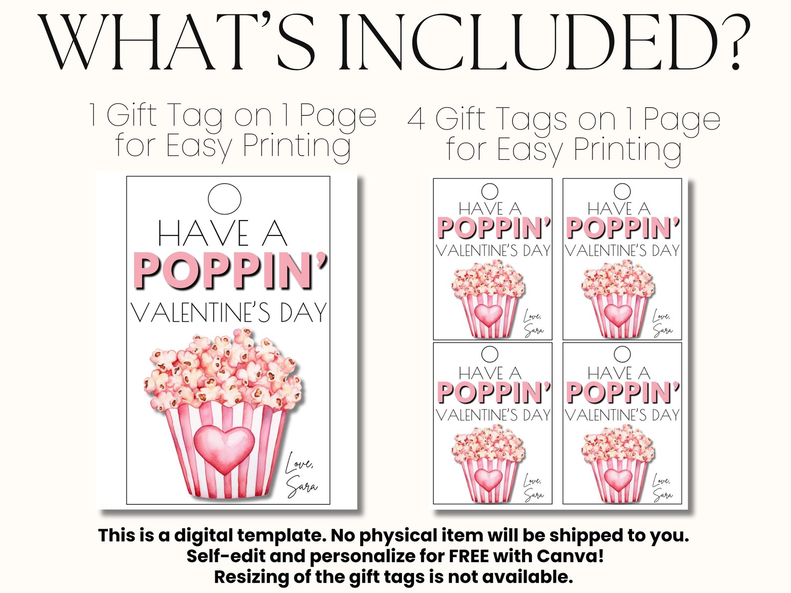 Printable Popcorn Valentine's Day Gift Tag Valentine's Day Microwave ...