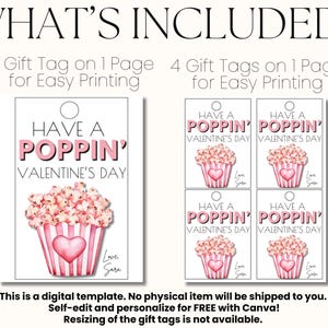 Printable Popcorn Valentine's Day Gift Tag Valentine's Day Microwave ...