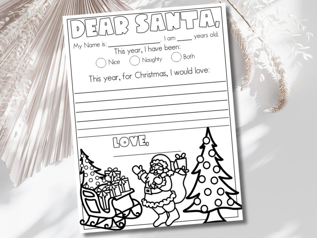 Santa Letter Printable Letter to Santa Instant Download Dear Santa ...