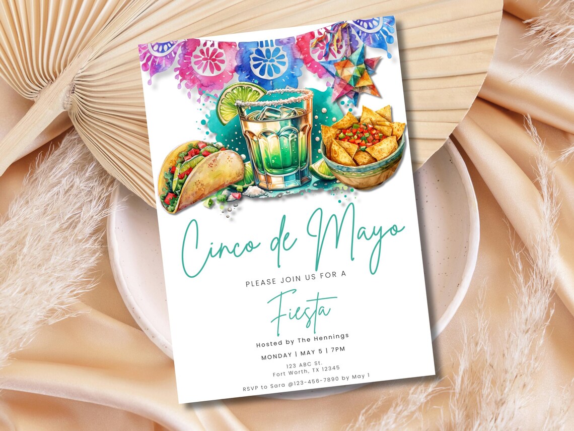 Cinco De Mayo Invitation Fiesta Invite Tacos & Tequila Party EDITABLE ...