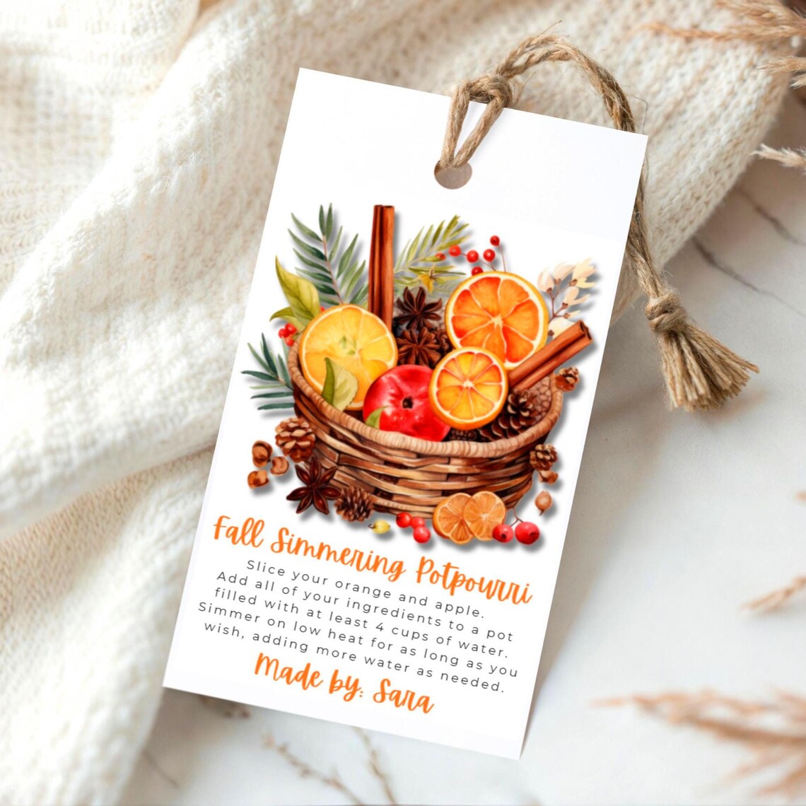 Fall Simmering Potpourri Gift Tag Autumn Simmer Pot Printable ...