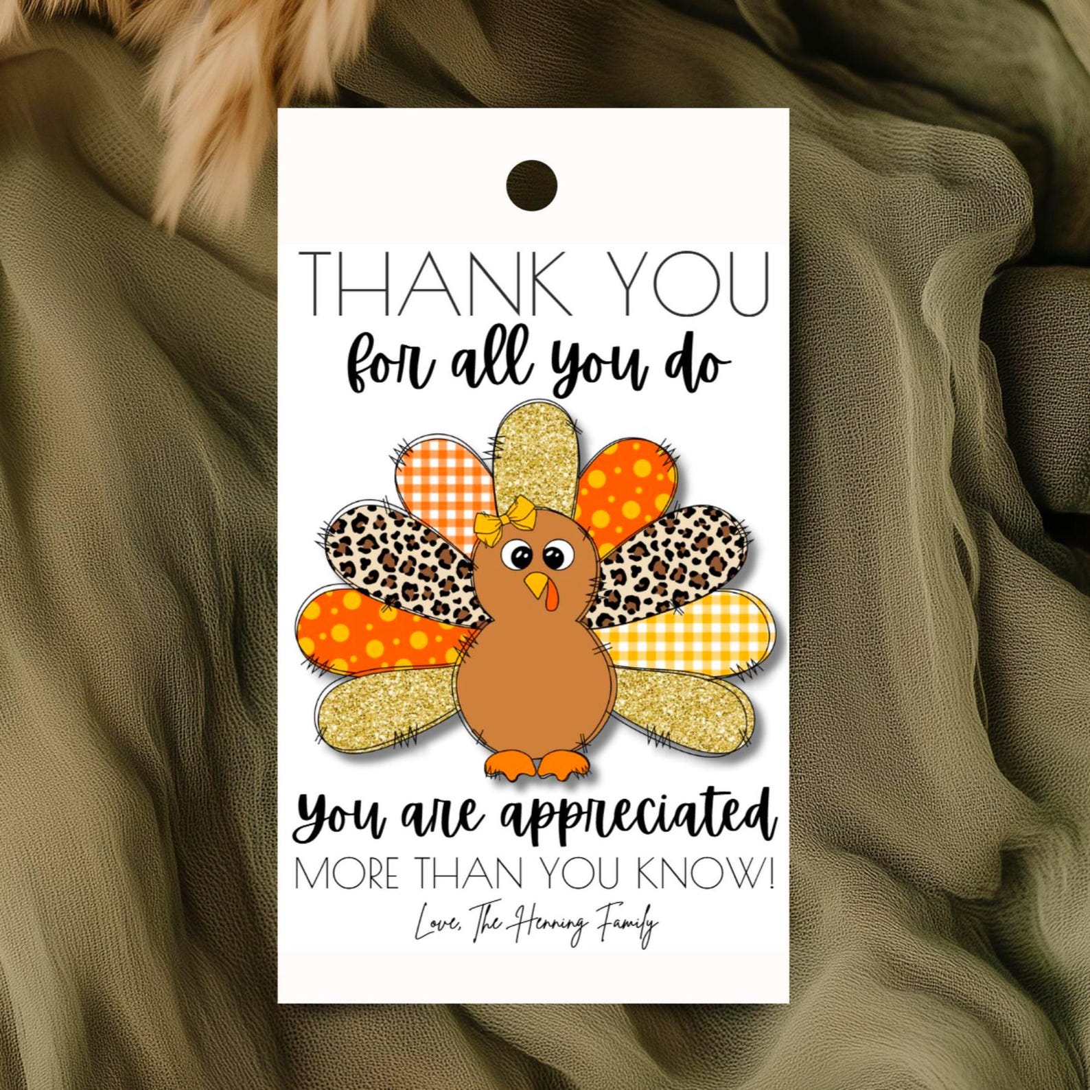 Thanksgiving Gift Tag Turkey Tags Thank You for All You Do Fall Teacher ...