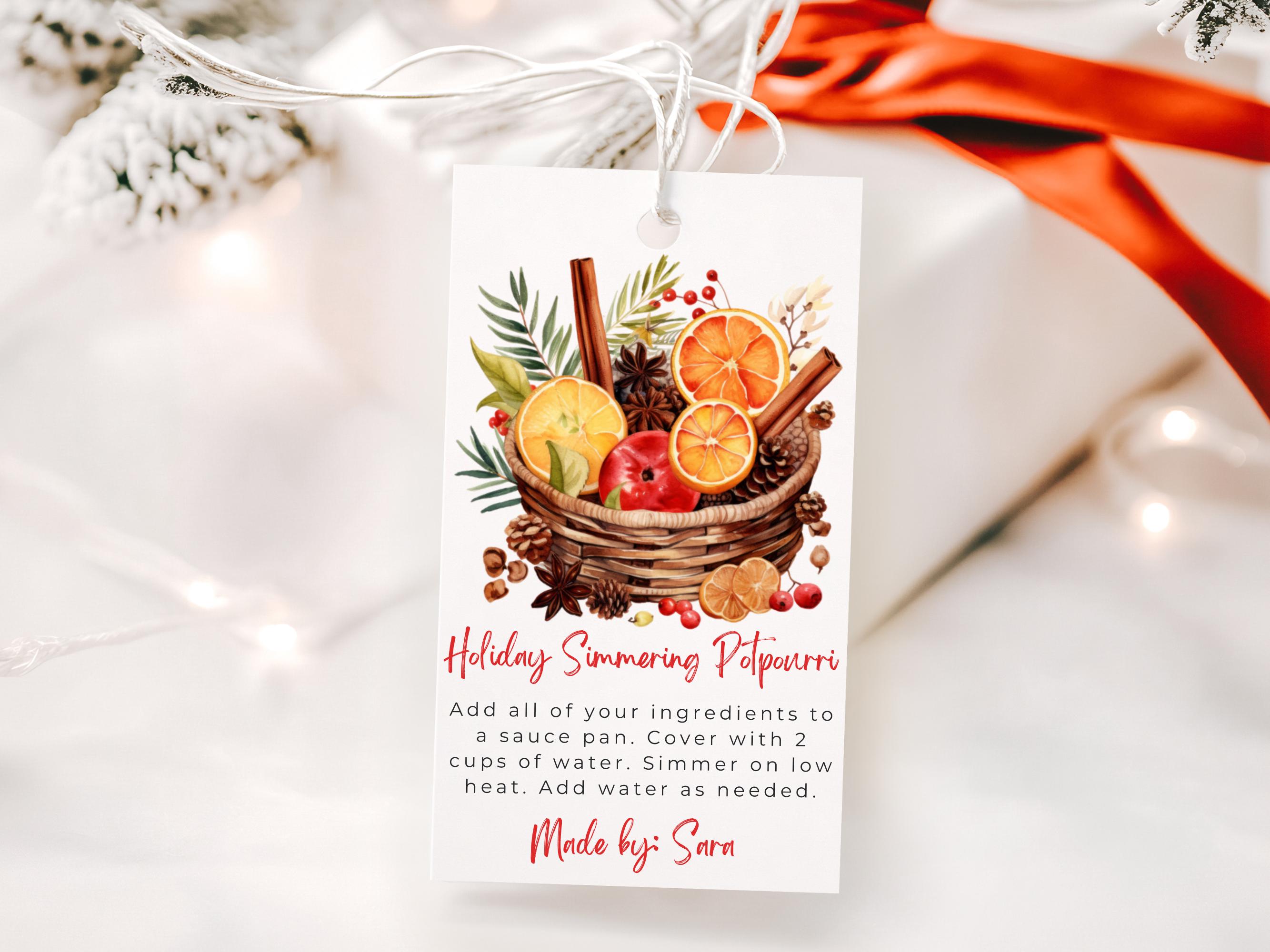 Holiday Simmering Potpourri Gift Tag Christmas Simmer Pot Tags Recipe ...