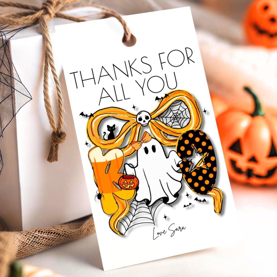 Halloween Gift Tag Thanks for All You Boo Printable Treat Tags Autumn ...