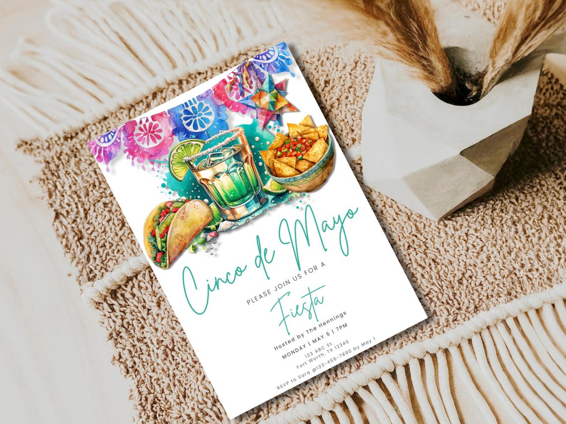 Cinco De Mayo Invitation Fiesta Invite Tacos & Tequila Party EDITABLE ...