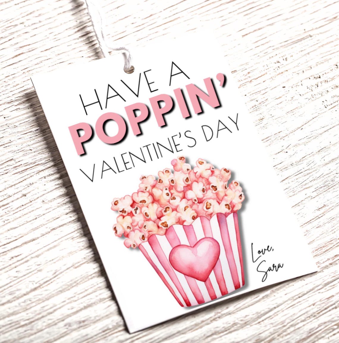 Printable Popcorn Valentine's Day Gift Tag Valentine's Day Microwave ...
