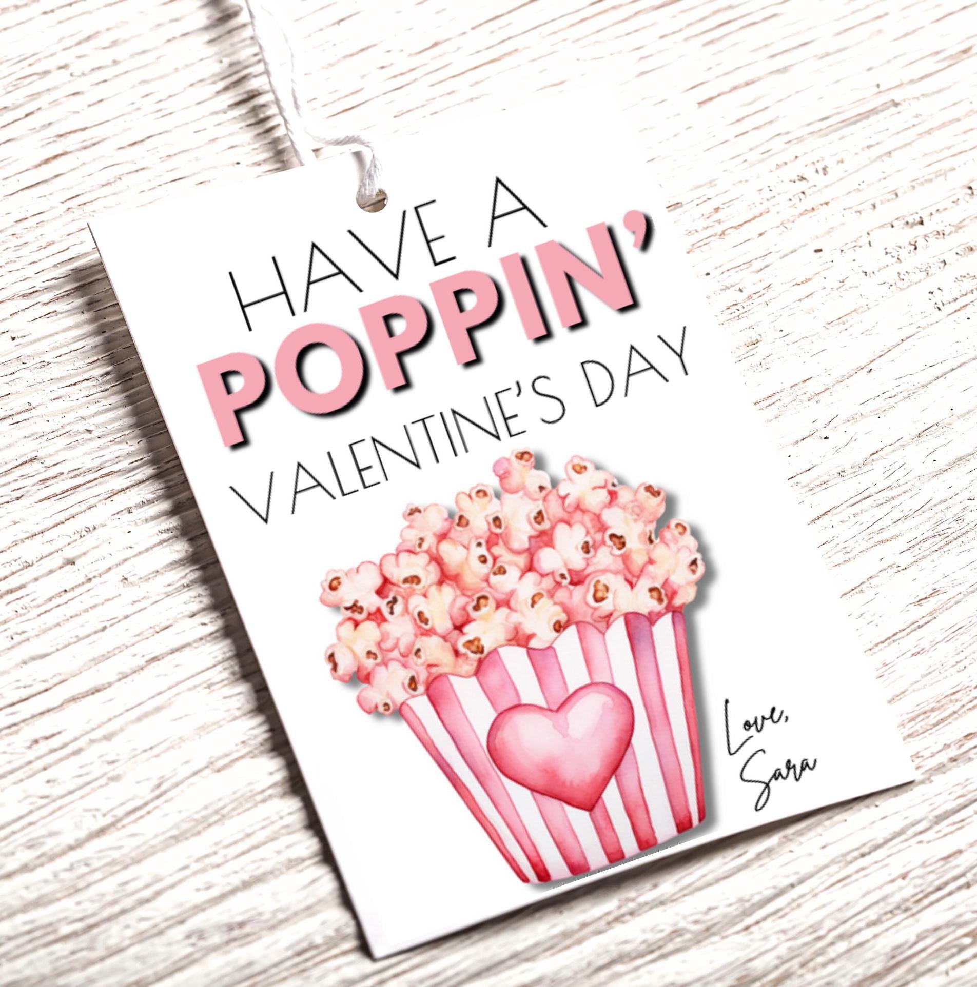 Printable Popcorn Valentine's Day Gift Tag Valentine's Day Microwave ...