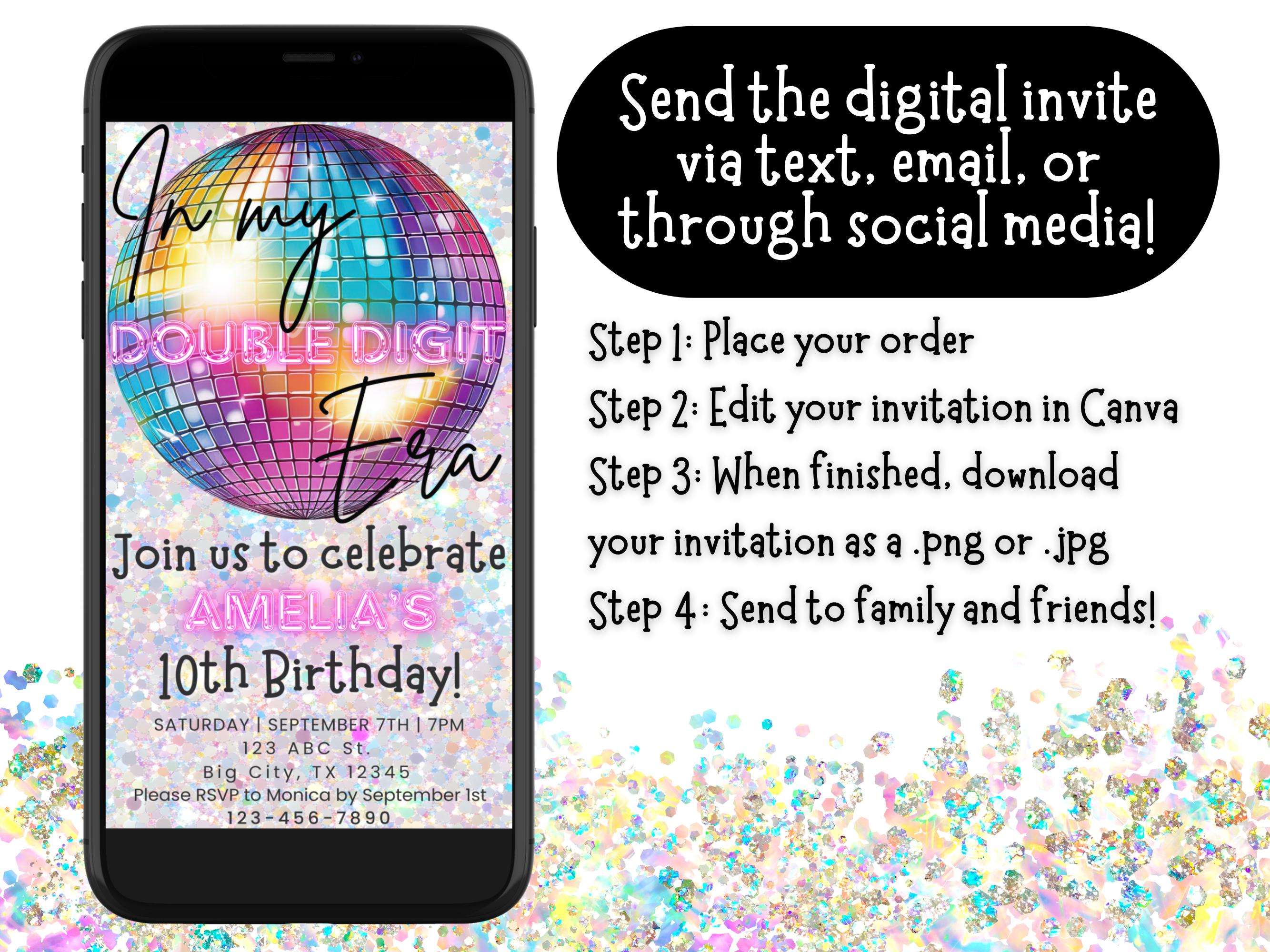 In My Double Digit Era Birthday Party Invitation in My Double Digit Era ...