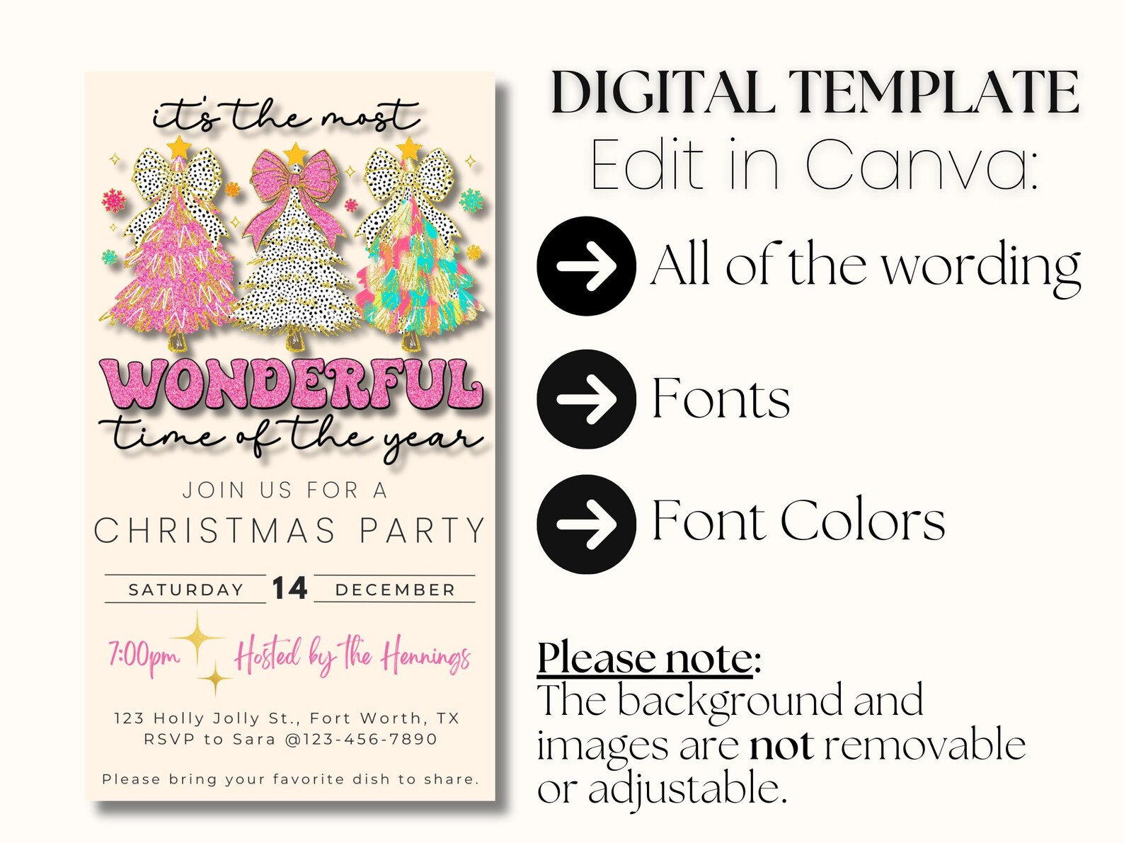 Christmas Party Invitation Tree Invite EDITABLE Template - Etsy