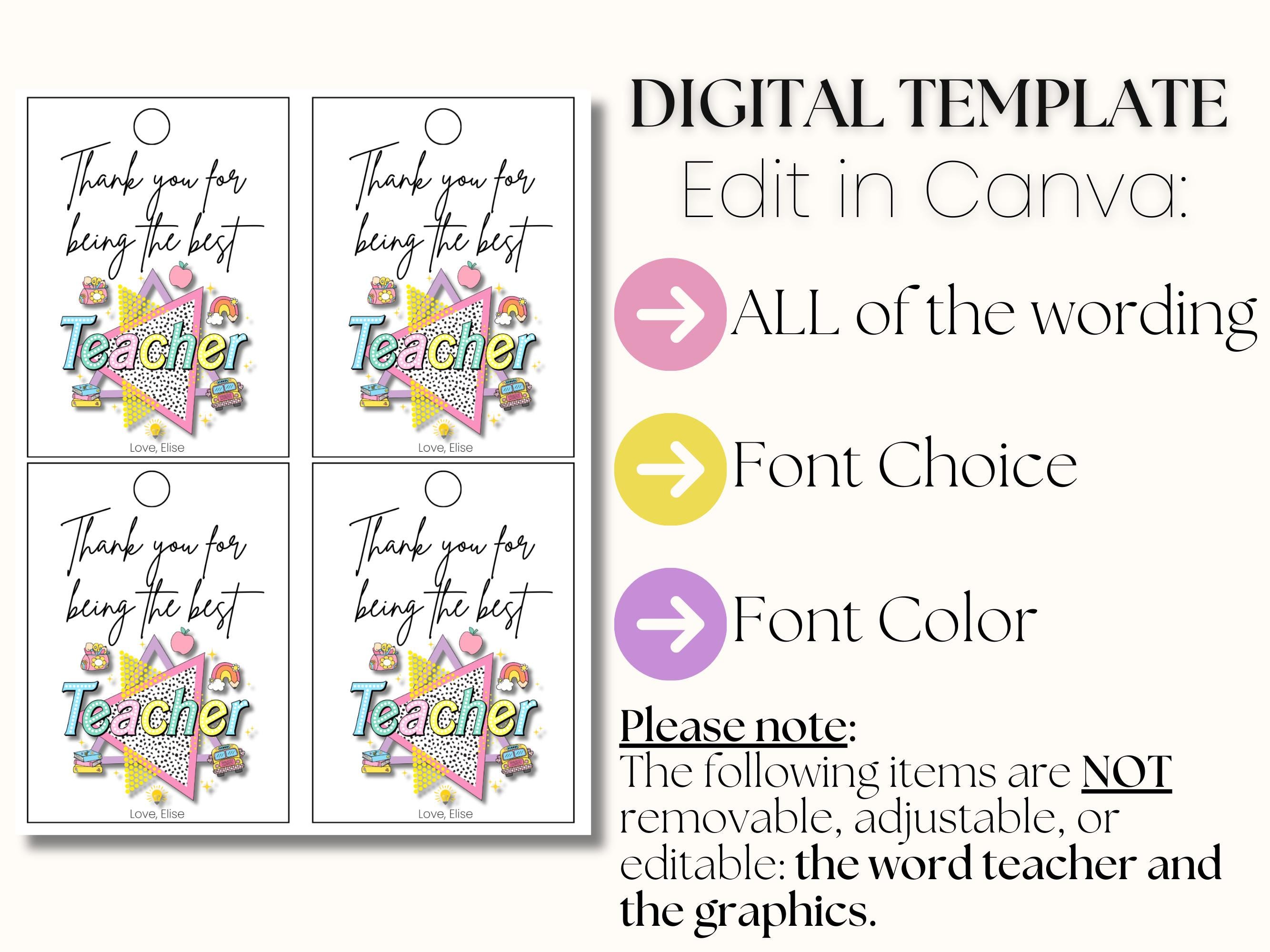 Teacher Gift Tag Teacher Appreciation Tags 90’s Nostalgia 1990’s Retro ...