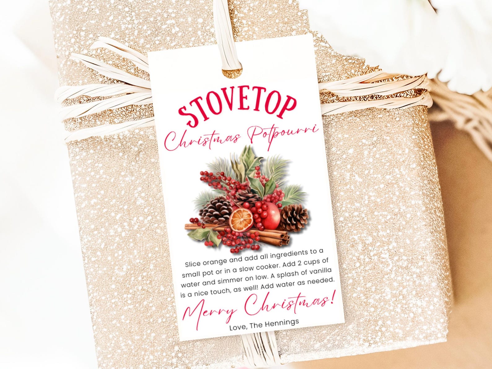 Editable Holiday Simmering Potpourri Gift Tag Stovetop Potpourri Gift ...