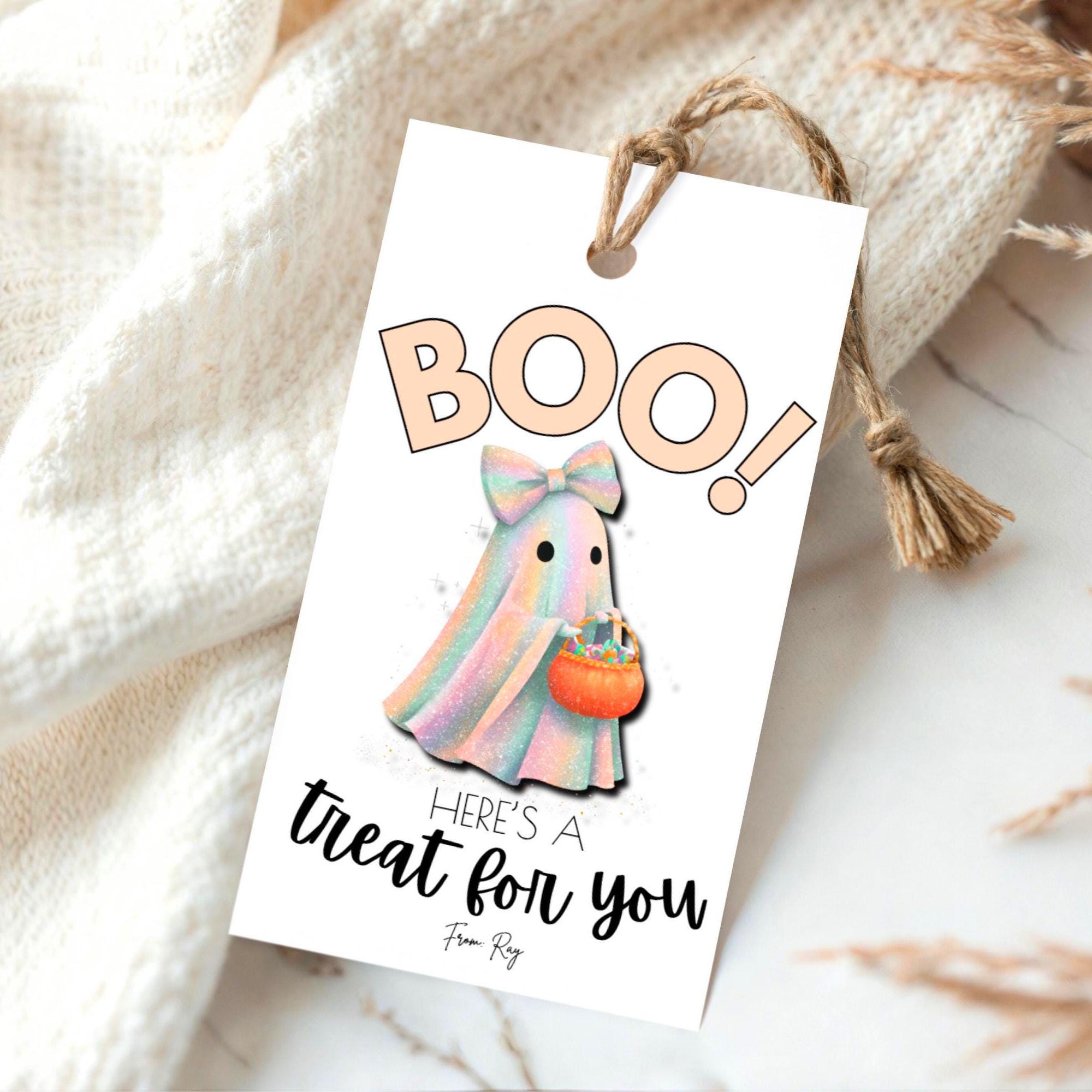 Editable Halloween Gift Tag Boo Here's a Treat for You Printable Ghost ...