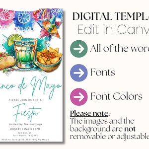Cinco De Mayo Invitation Fiesta Invite Tacos & Tequila Party EDITABLE ...