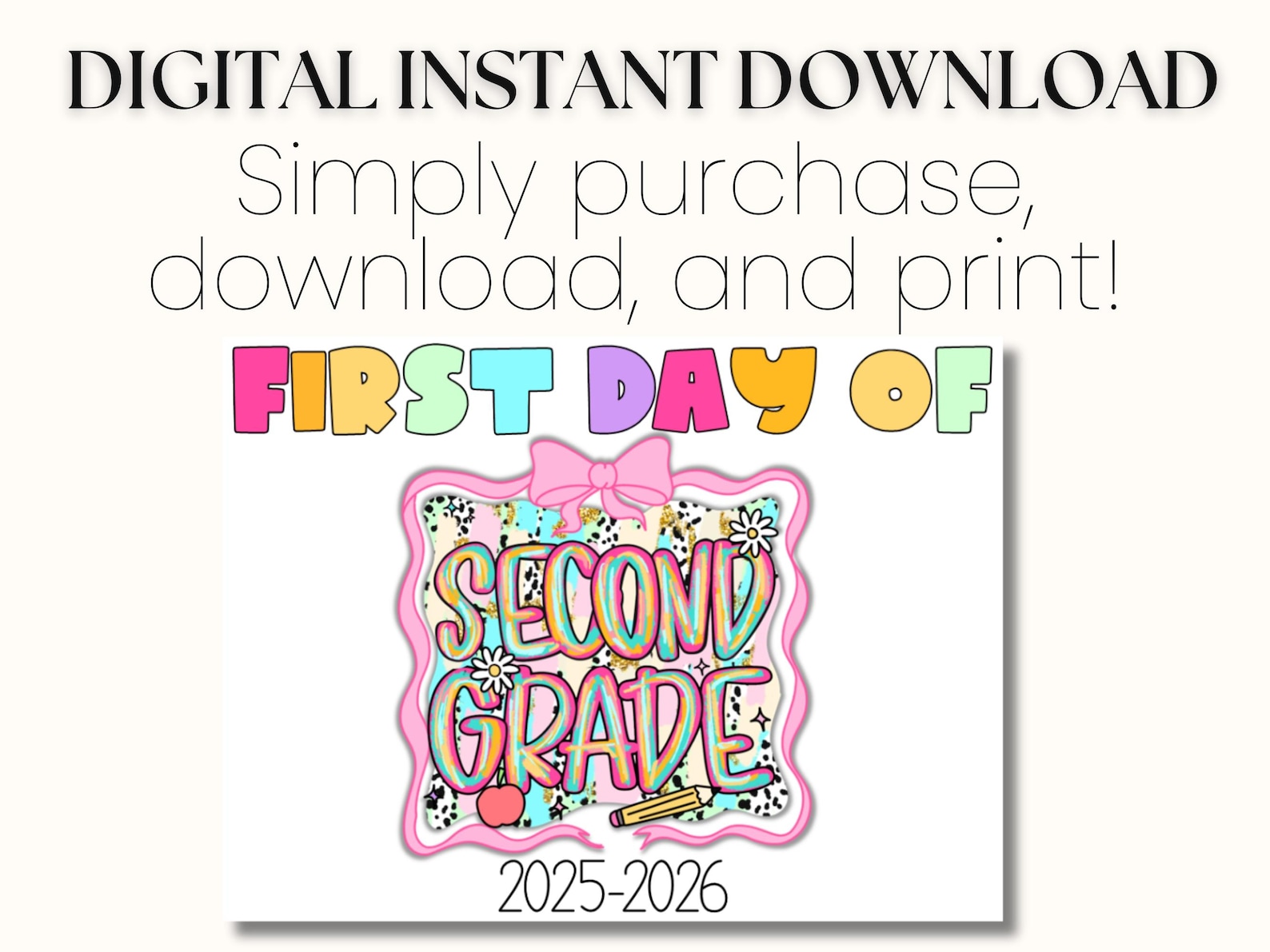 First Day of Second Grade Sign First Day of School Sign Back to School ...