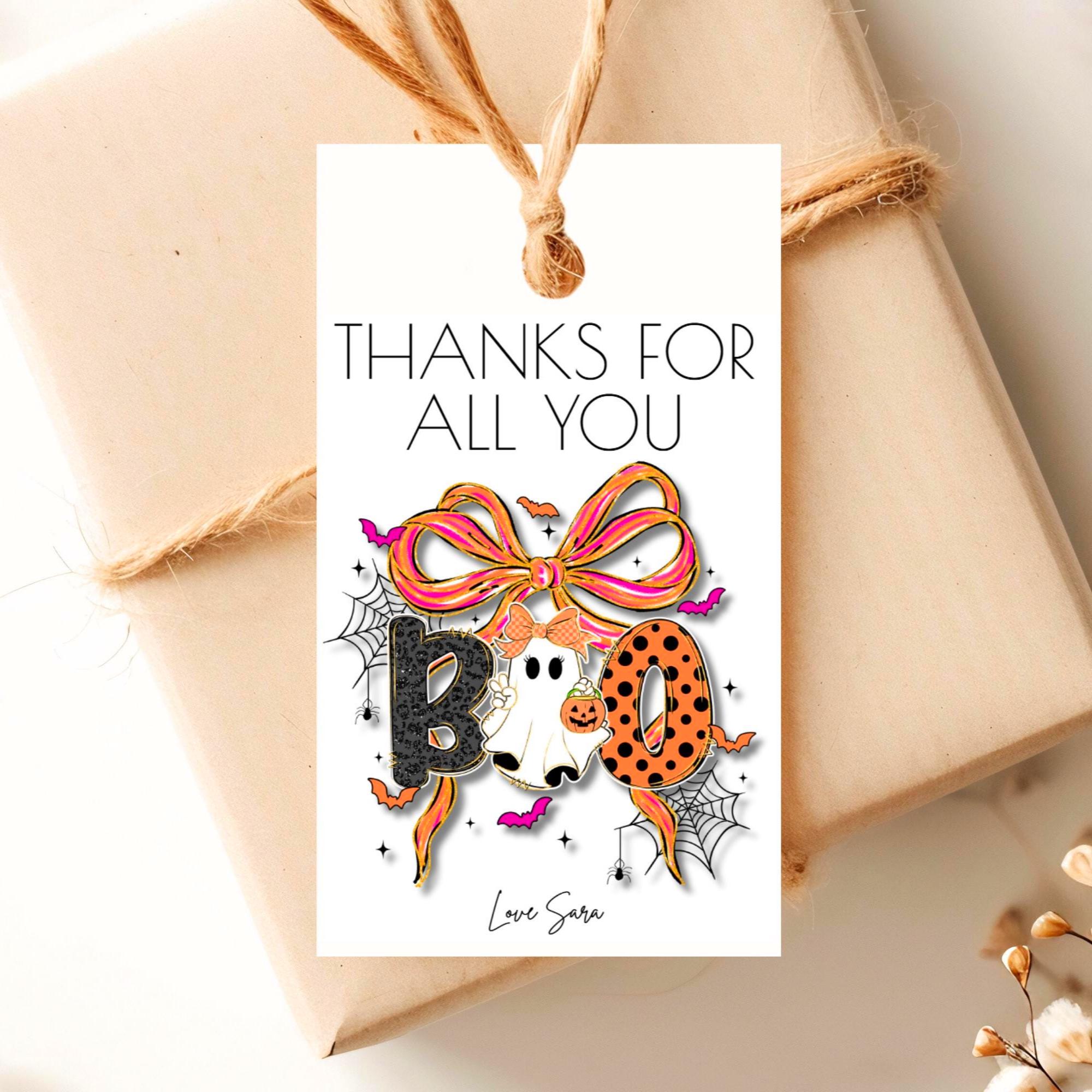 Halloween Gift Tag Thanks for All You Boo Printable Treat Tags Autumn ...