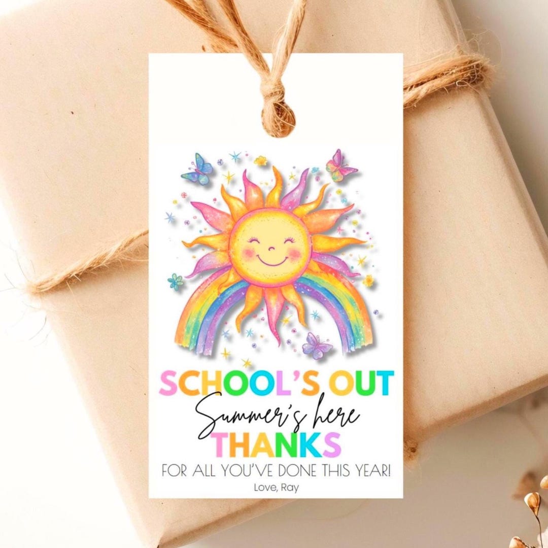 Editable Teacher Appreciation Gift Tag Sun Design Digital Download ...