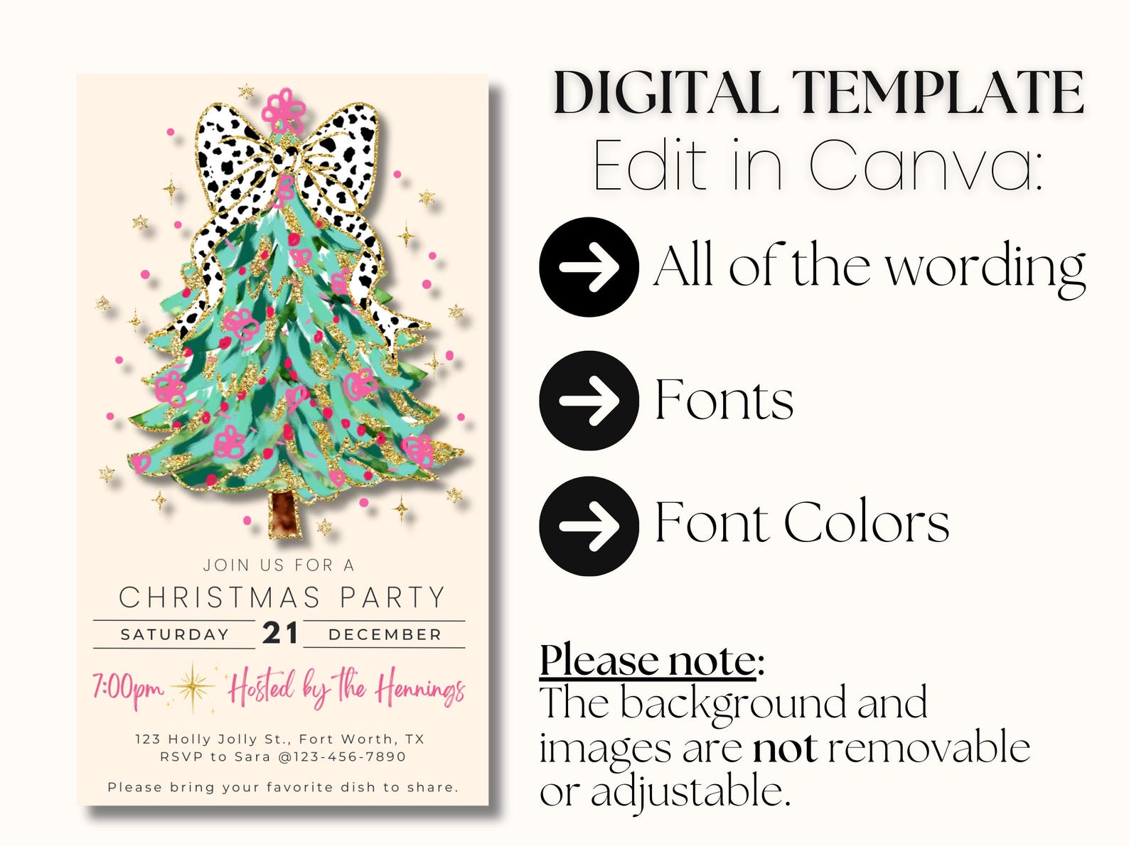 Christmas Party Invitation Holiday Tree Invite EDITABLE Template - Etsy