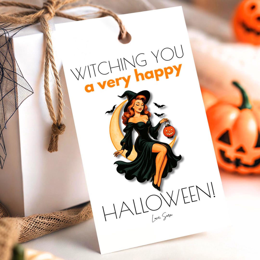 Witch Gift Tag Witching You a Very Happy Halloween Printable Treat Tags ...