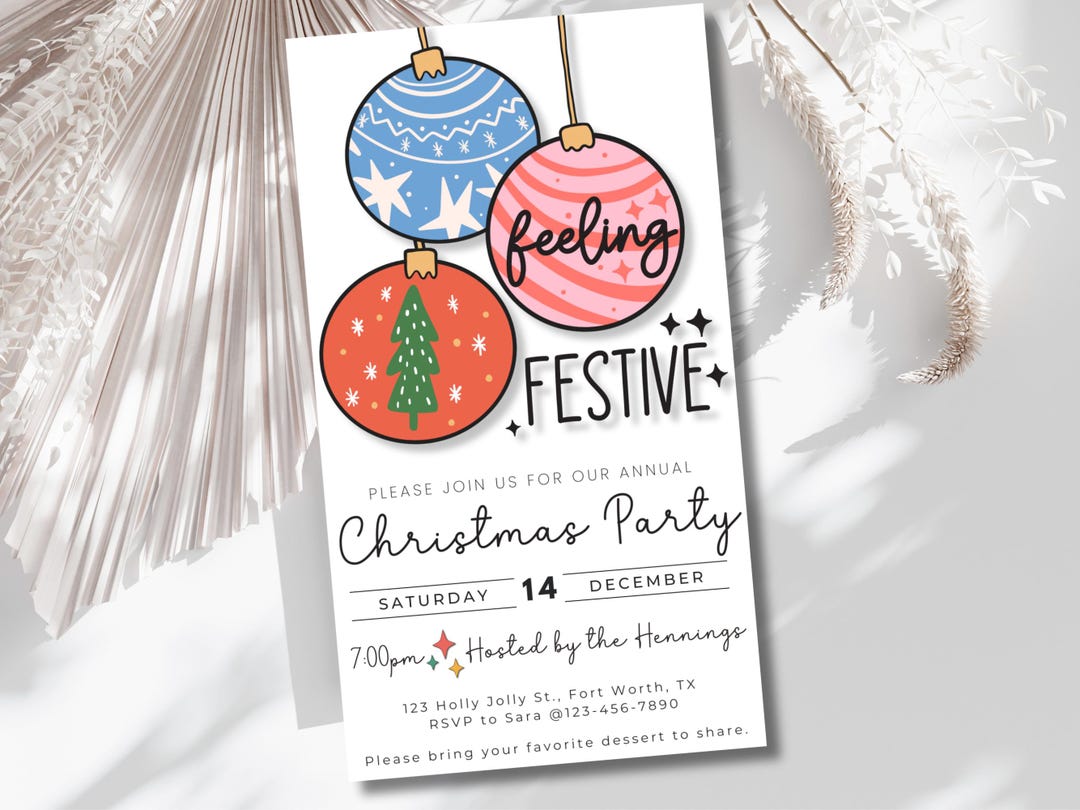 Christmas Party Invitation Feeling Festive Invite EDITABLE Template ...
