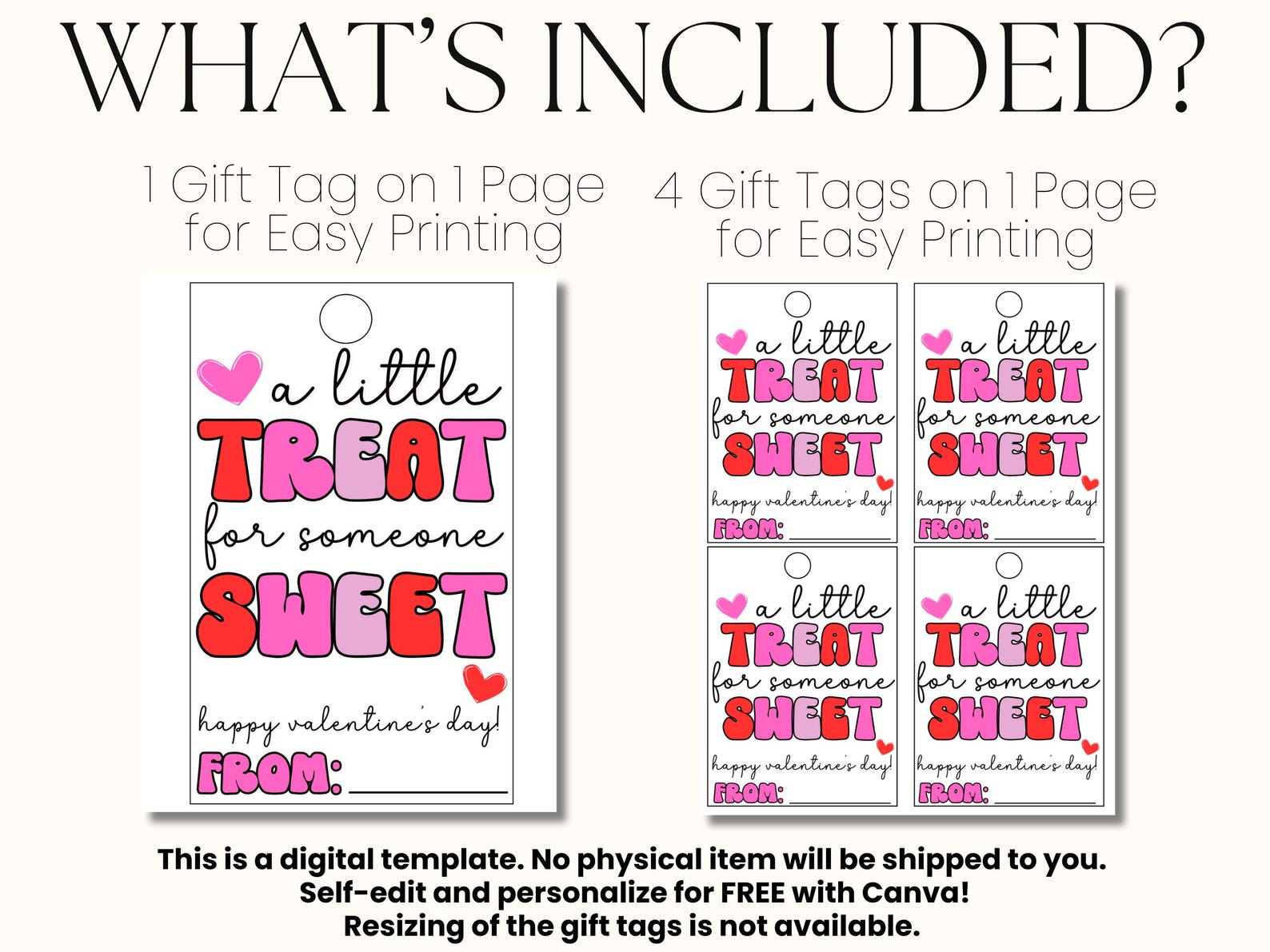 EDITABLE Valentine Gift Tag Printable A Little Treat for Someone Sweet ...