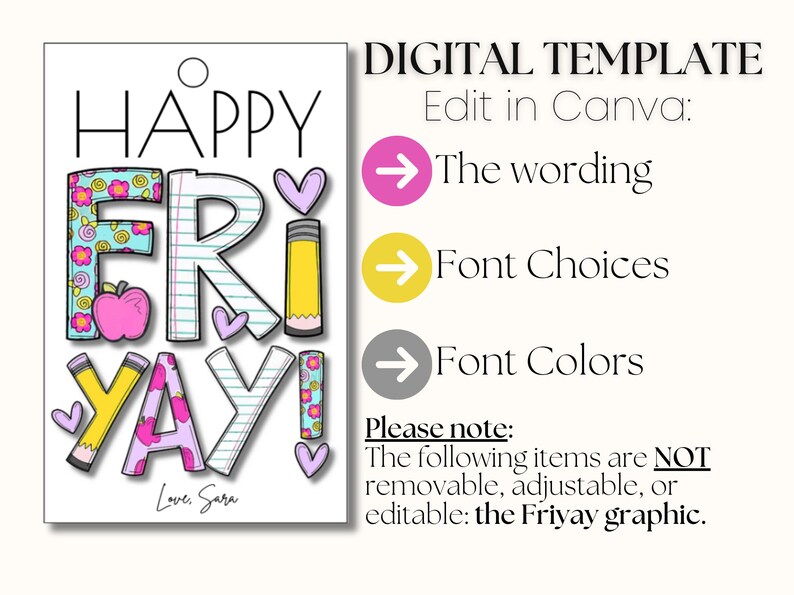 Happy Friyay Gift Tag Printable Friday Treat Tags EDITABLE Canva ...
