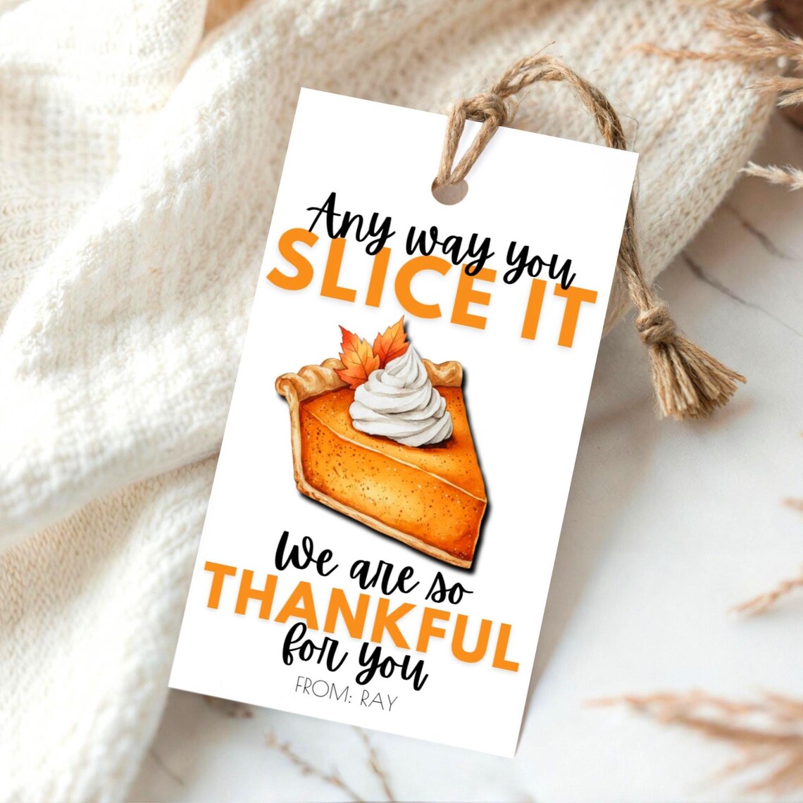 Thanksgiving Gift Tag We Are so Thankful for You Pumpkin Pie Slice Tags ...
