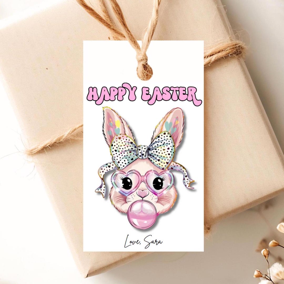 Easter Gift Tag Easter Bunny Gift Tag Hip Easter Bunny Gift Tag Happy ...