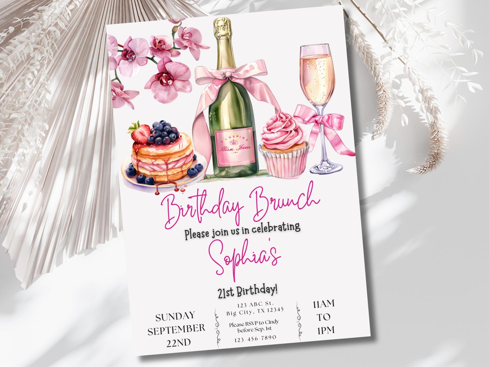 Birthday Brunch Invitation Champagne Brunch Invitation Girls Brunch ...