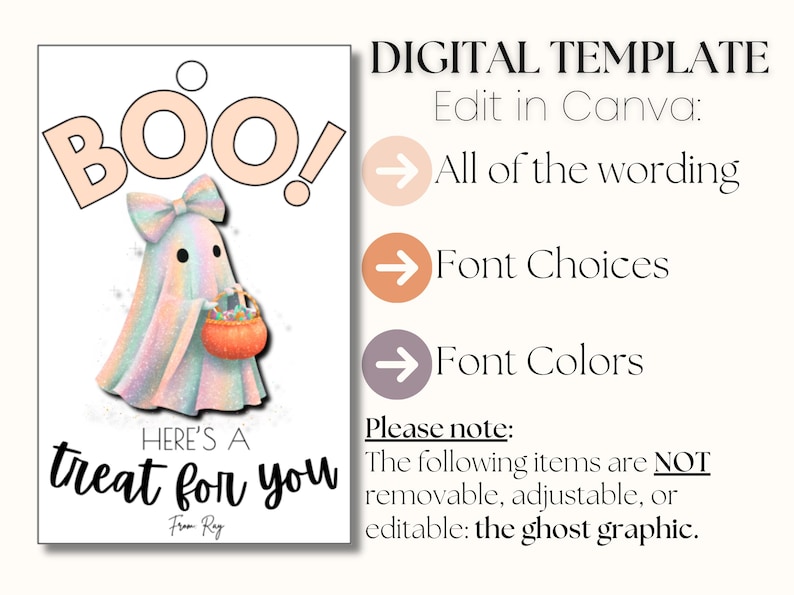 Editable Halloween Gift Tag Boo Here's a Treat for You Printable Ghost ...