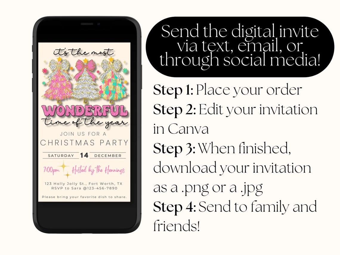 Christmas Party Invitation Tree Invite EDITABLE Template - Etsy