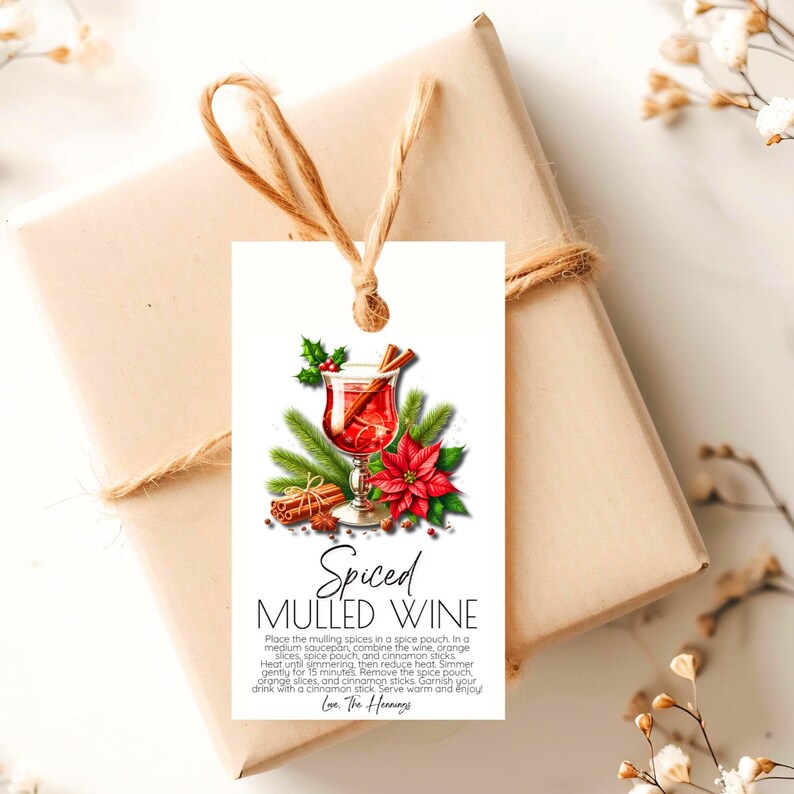 Spiced Mulled Wine Gift Tag Mulling Spices Tags Christmas Drink Recipe ...