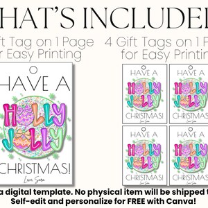 Have a Holly Jolly Christmas Gift Tag Holiday Tags Festive Winter ...